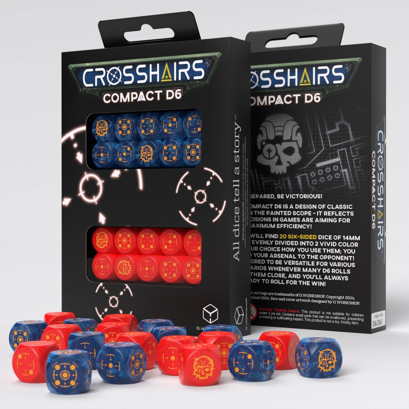 Crosshairs Compact D6 Würfel Set Kobalt&Rot (20) | Elbenwald
