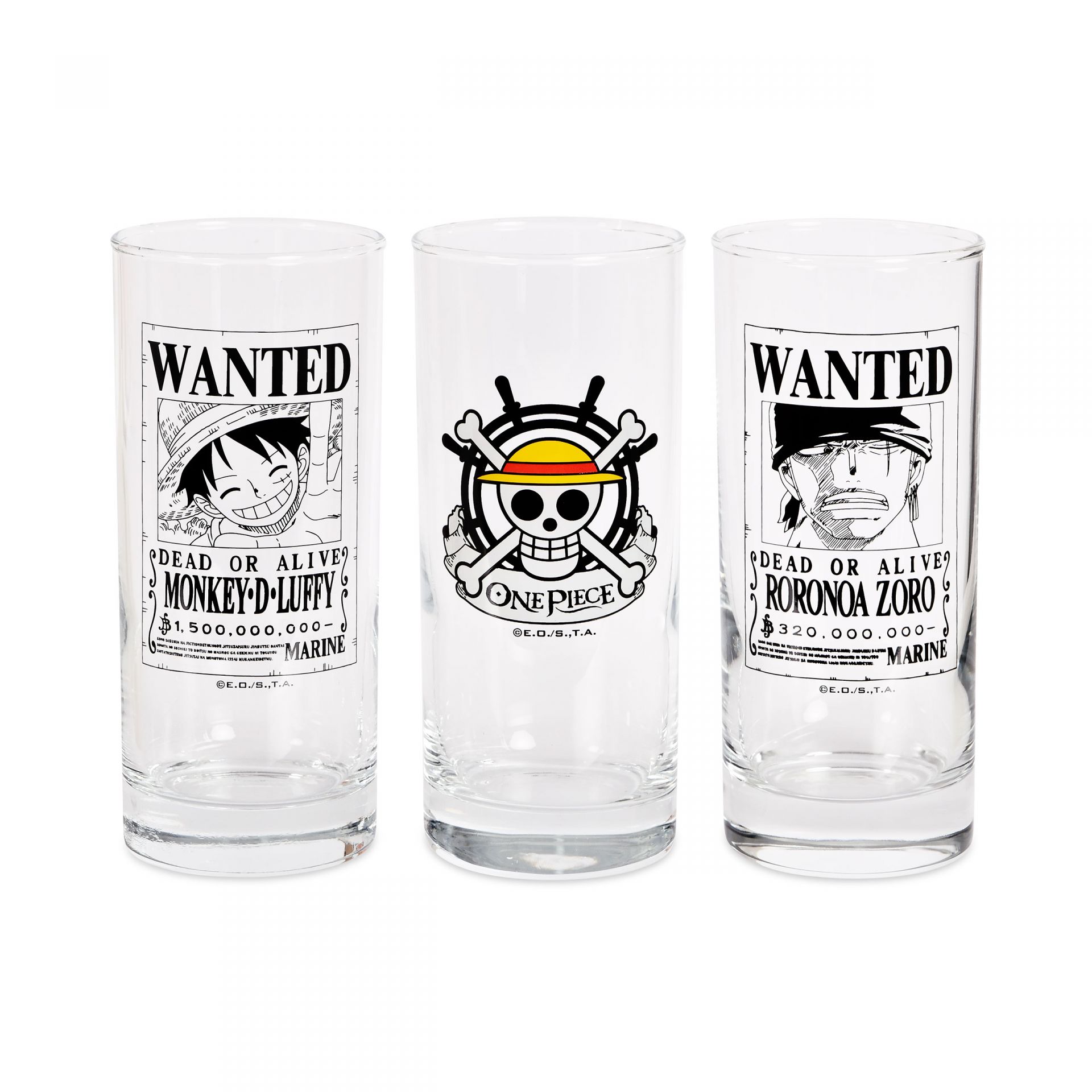 One Piece - Wanted Luffy and Zoro Glass Set | Elbenwald