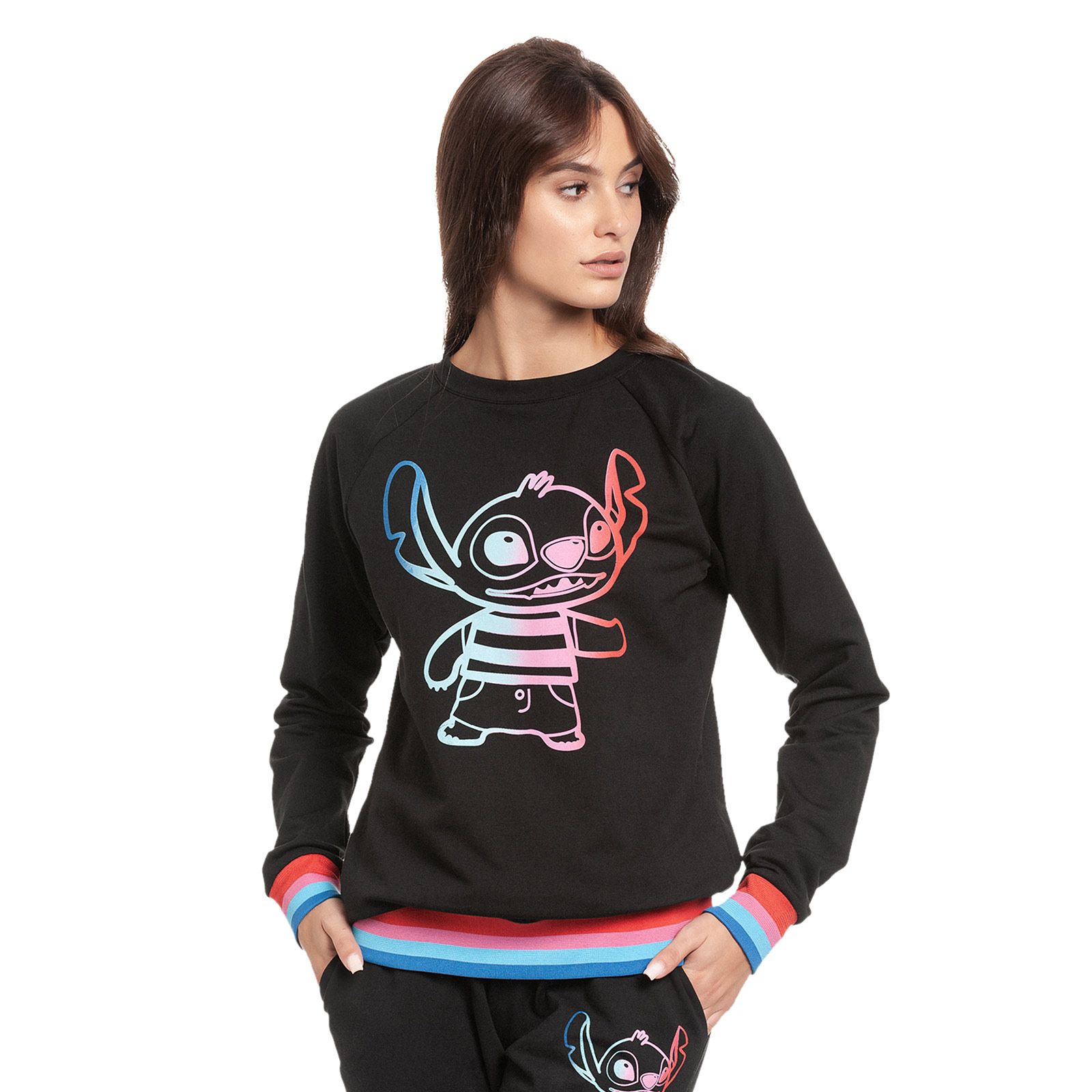 Lilo & Stitch - Rainbow Stitch Sweater Damen schwarz | Elbenwald