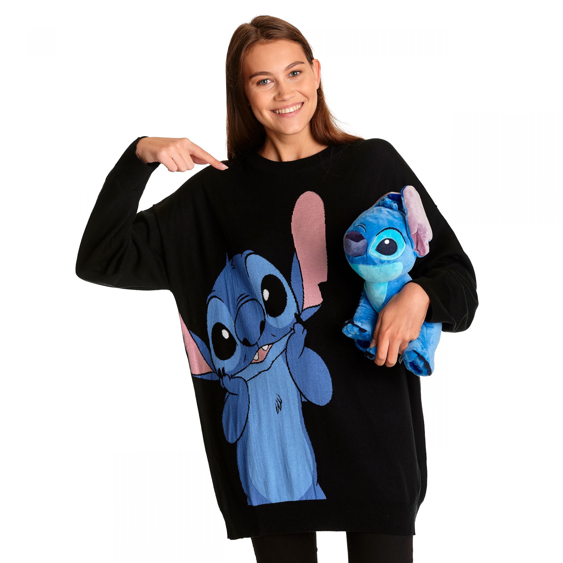 Lilo & Stitch - Pull Oversize Femme Noir | Elbenwald