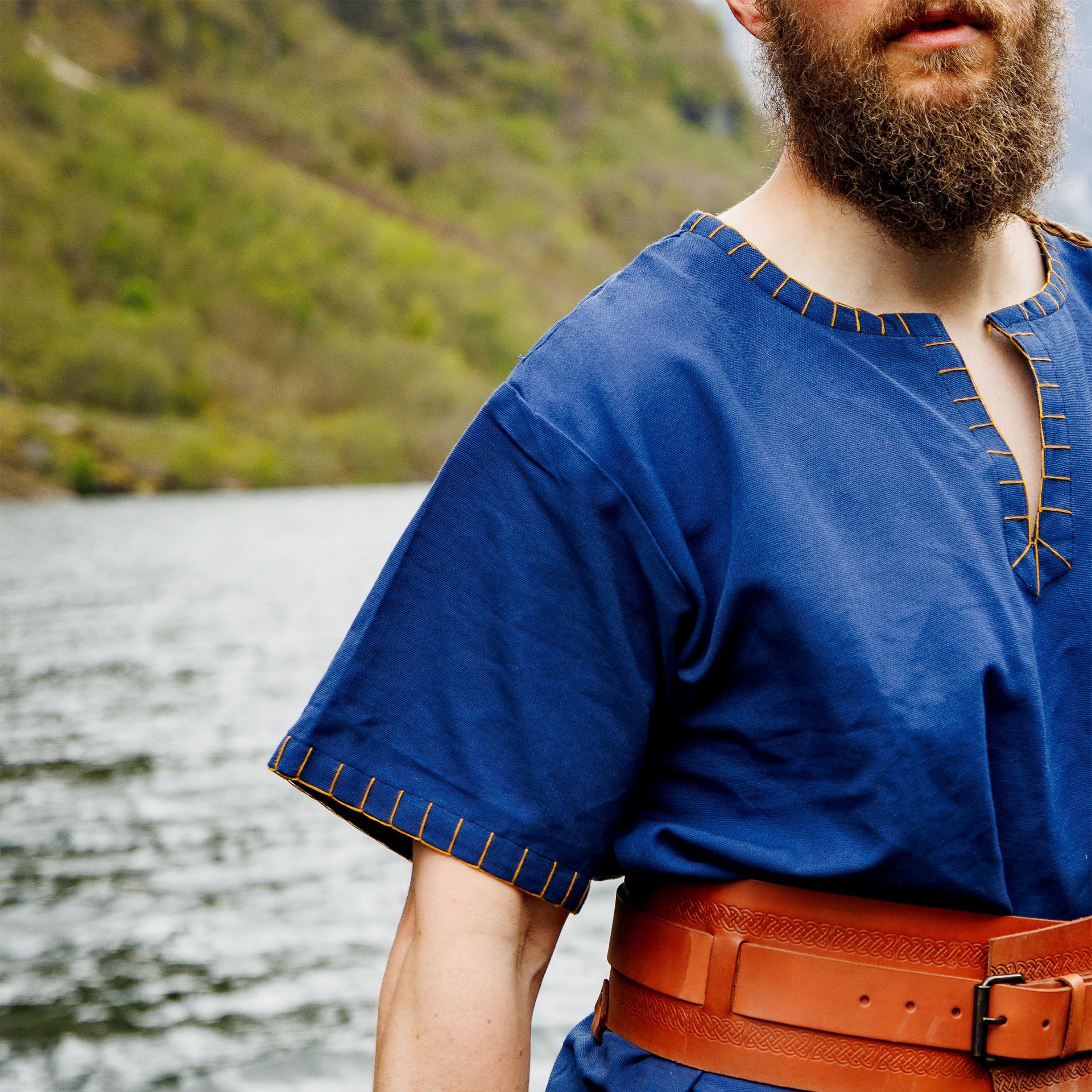 Medieval tunic short sleeve Theobald blue | Elbenwald