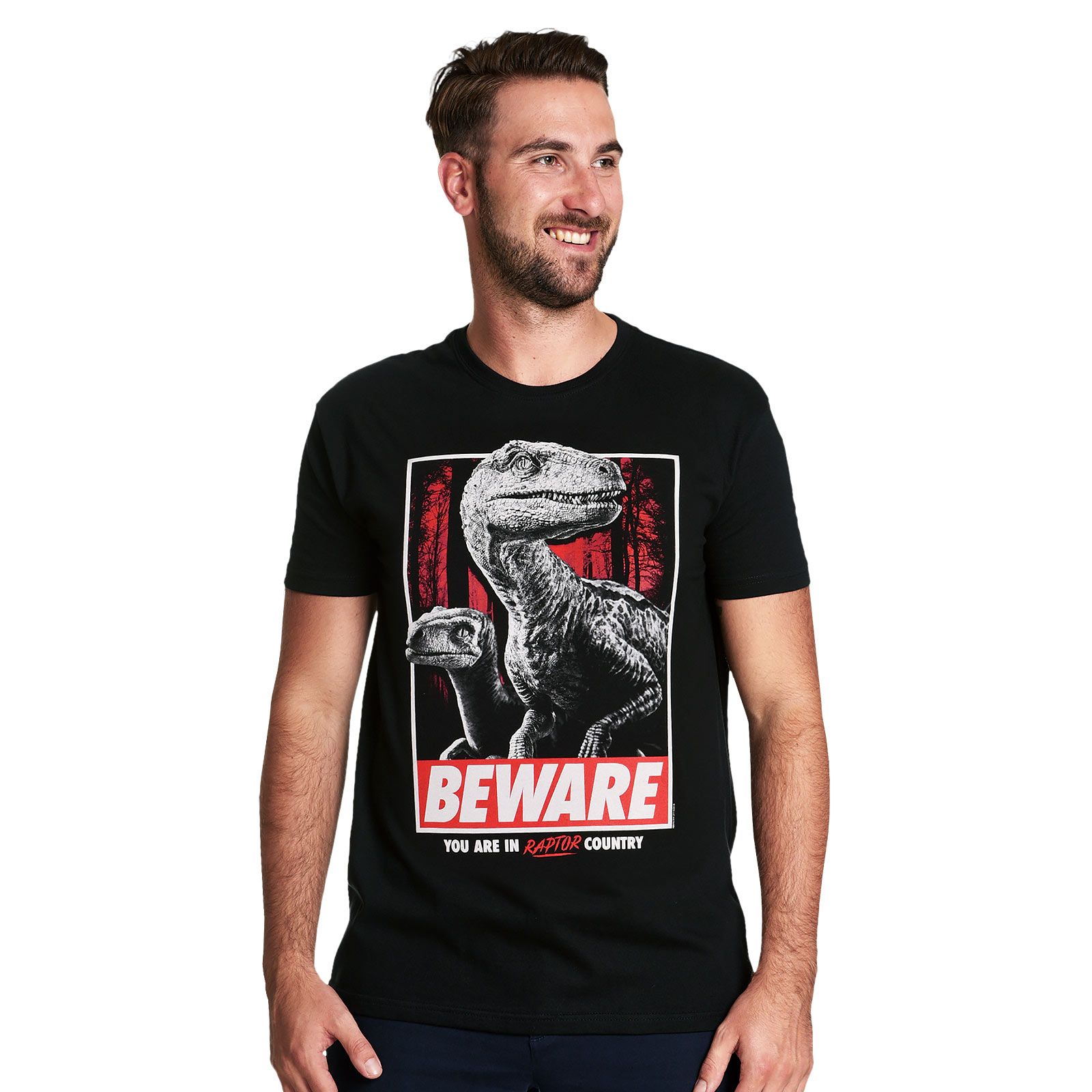 Jurassic Park - Beware Raptor Country T-Shirt schwarz | Elbenwald