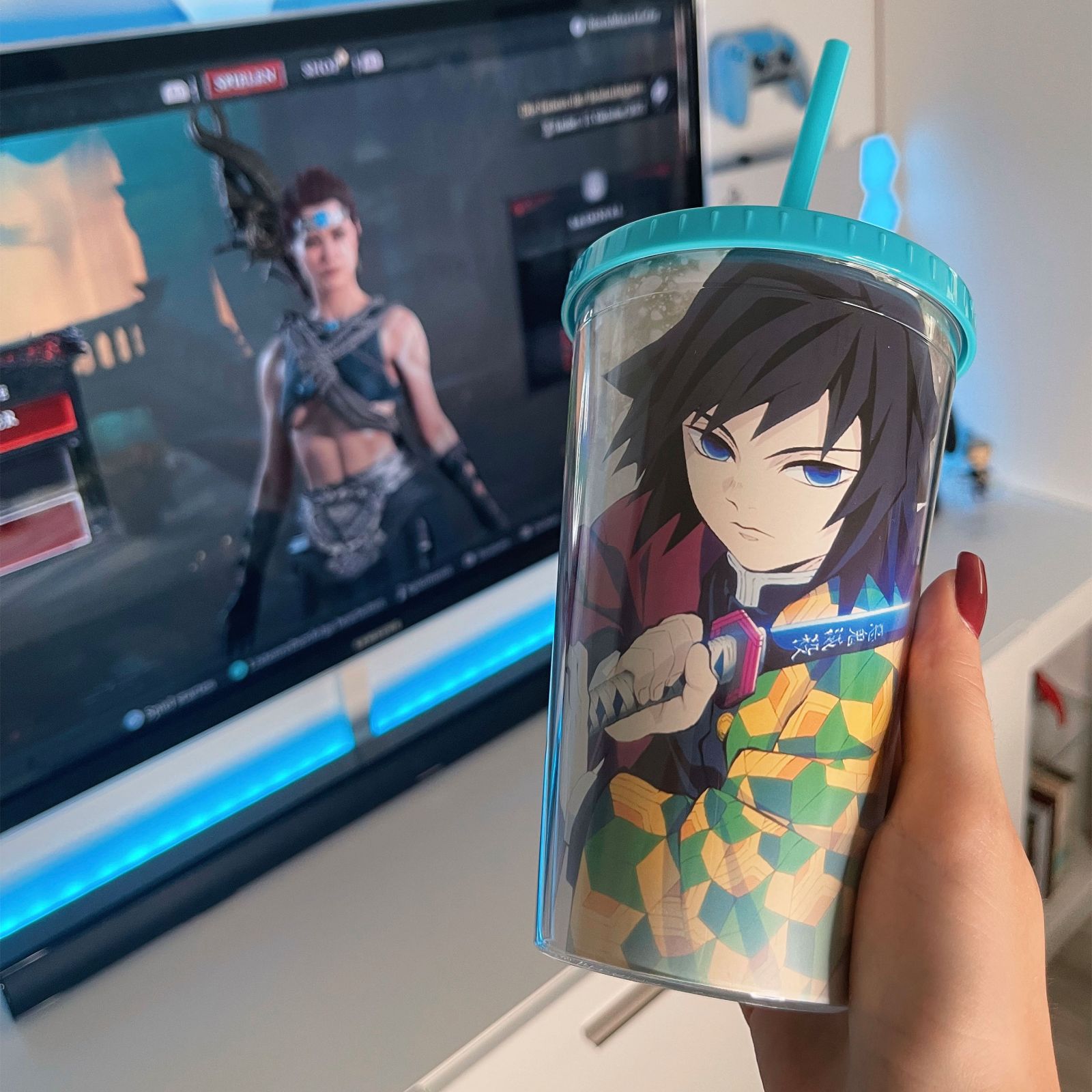 Demon Slayer - Tanjiro Kamado Drinking Cup with Straw | Elbenwald