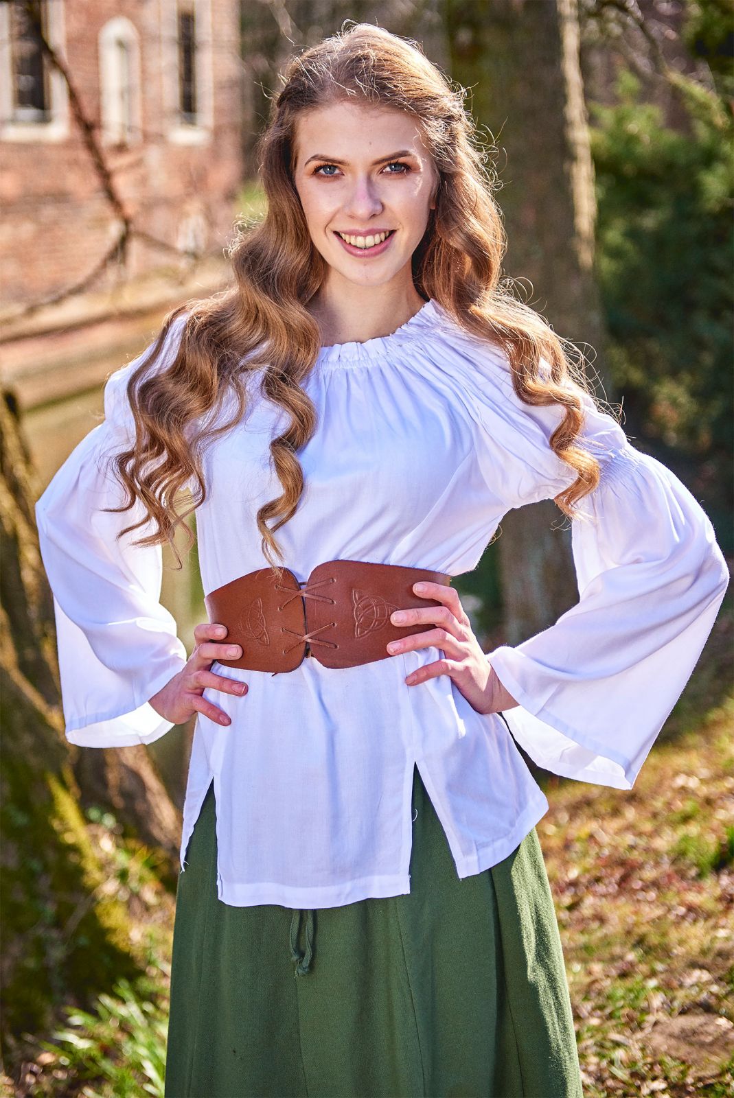 Medieval Corset Belt Alana with Celtic Embossing brown | Elbenwald