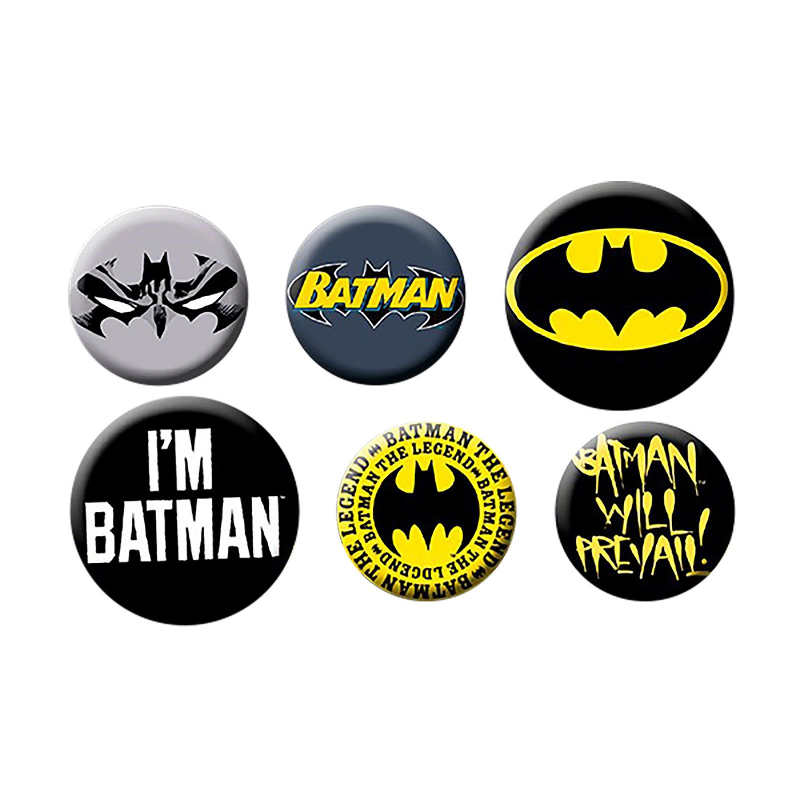 Batman Comics - Set de 6 boutons Symbols | Elbenwald
