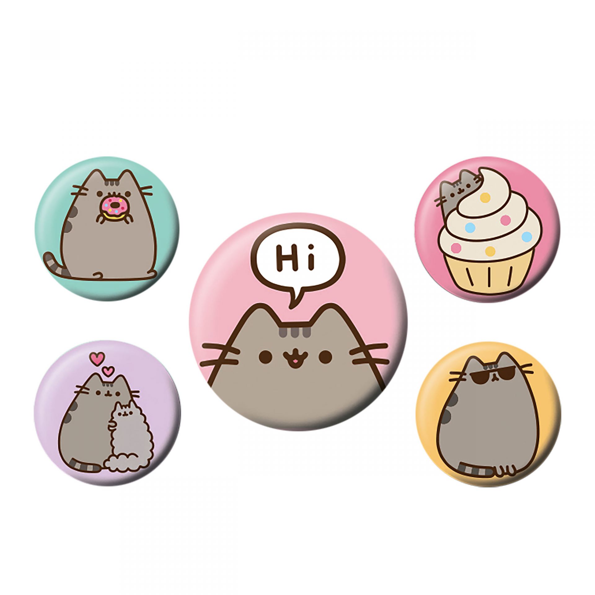 Pusheen - Says Hi Button 5er Set | Elbenwald