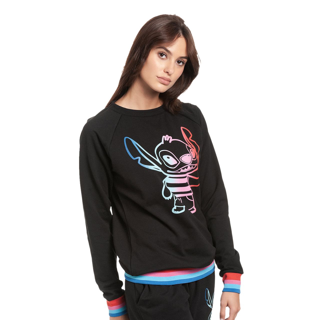 Lilo & Stitch - Rainbow Stitch Sweater Damen schwarz | Elbenwald