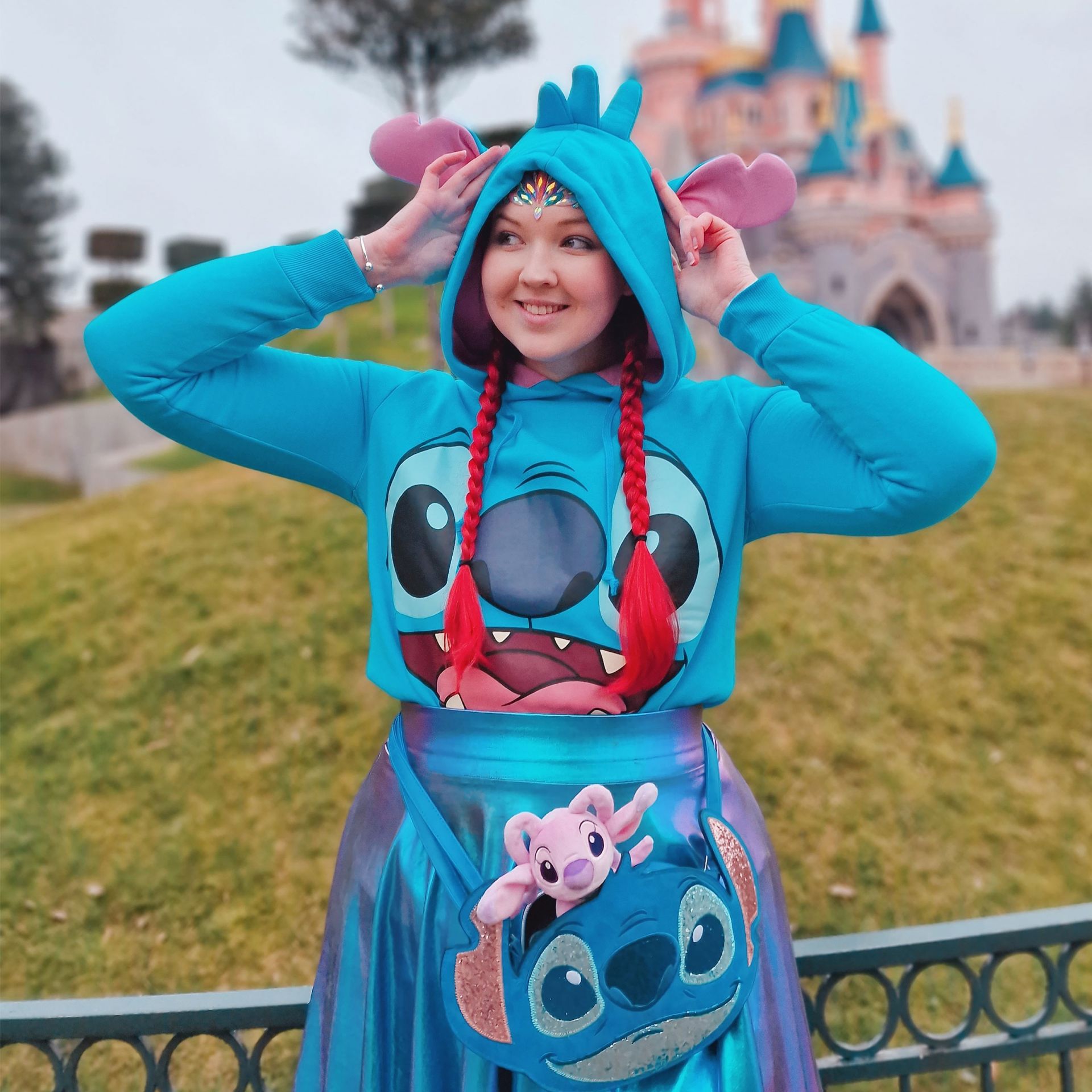 Lilo & Stitch - Stitch Damen Hoodie mit Ohren blau | Elbenwald