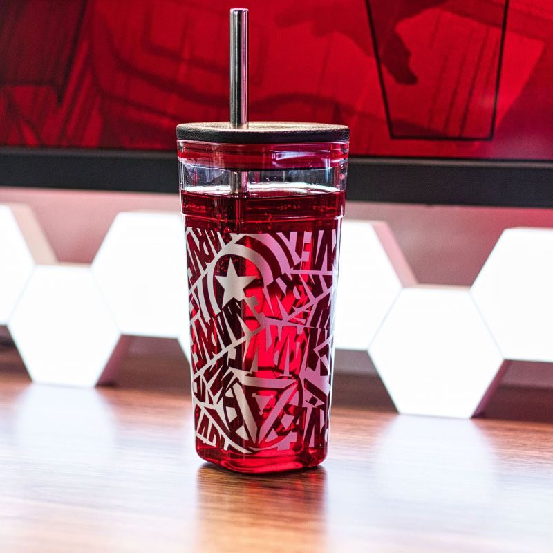 Marvel - Logo Becher mit Strohhalm | Elbenwald