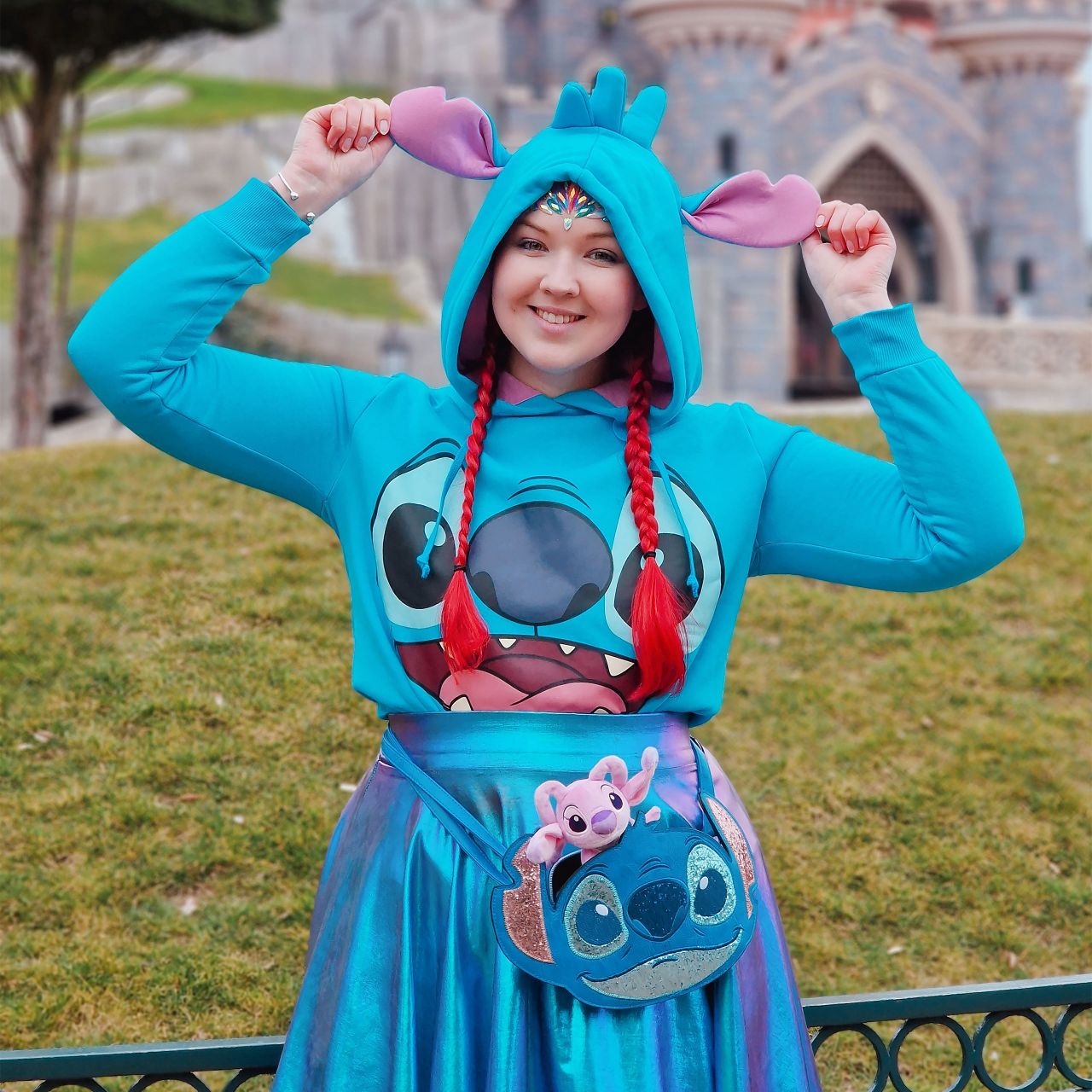 Lilo & Stitch - Stitch Damen Hoodie mit Ohren blau | Elbenwald