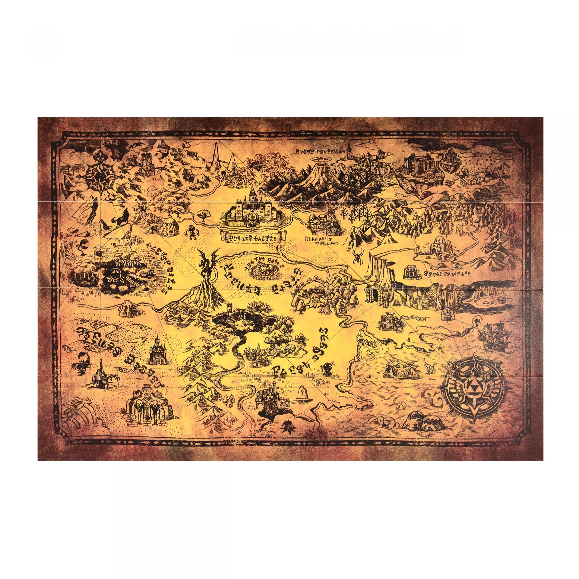 Zelda - Carte de Hyrule Tableau Mural en Bois | Elbenwald
