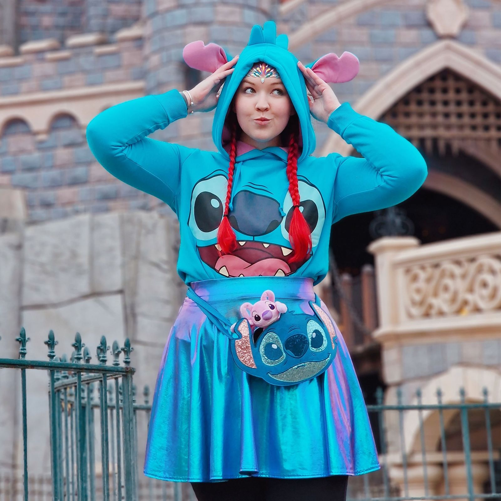 Lilo & Stitch - Stitch Damen Hoodie mit Ohren blau | Elbenwald
