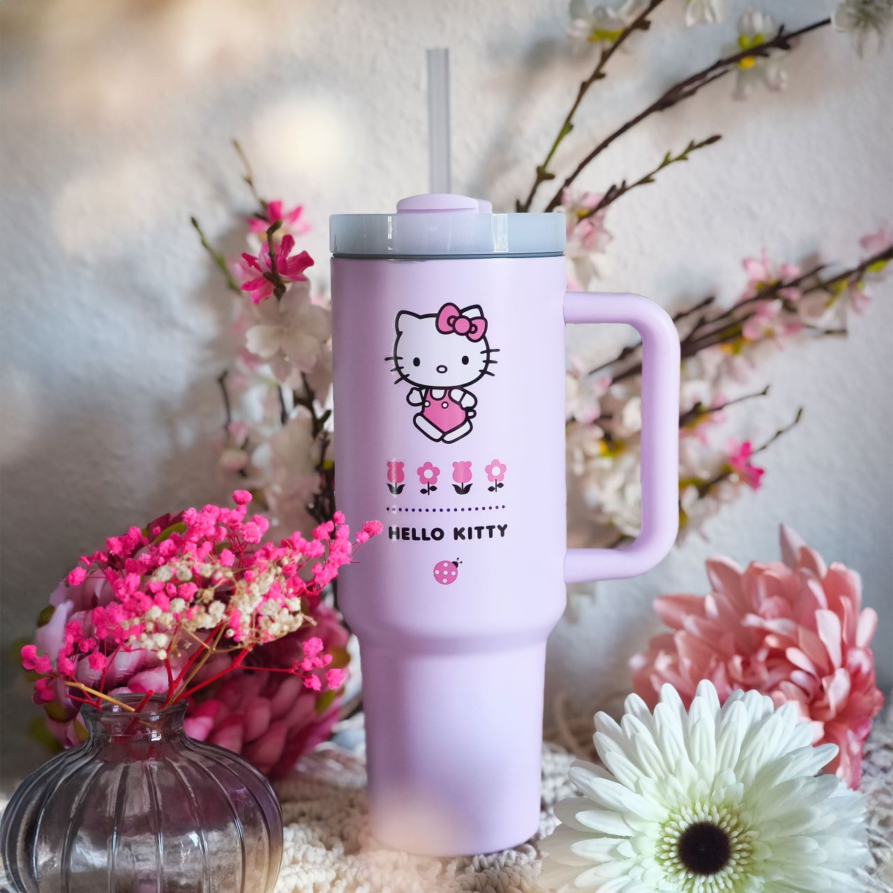 Hello Kitty - Flower To Go Becher mit Strohhalm | Elbenwald