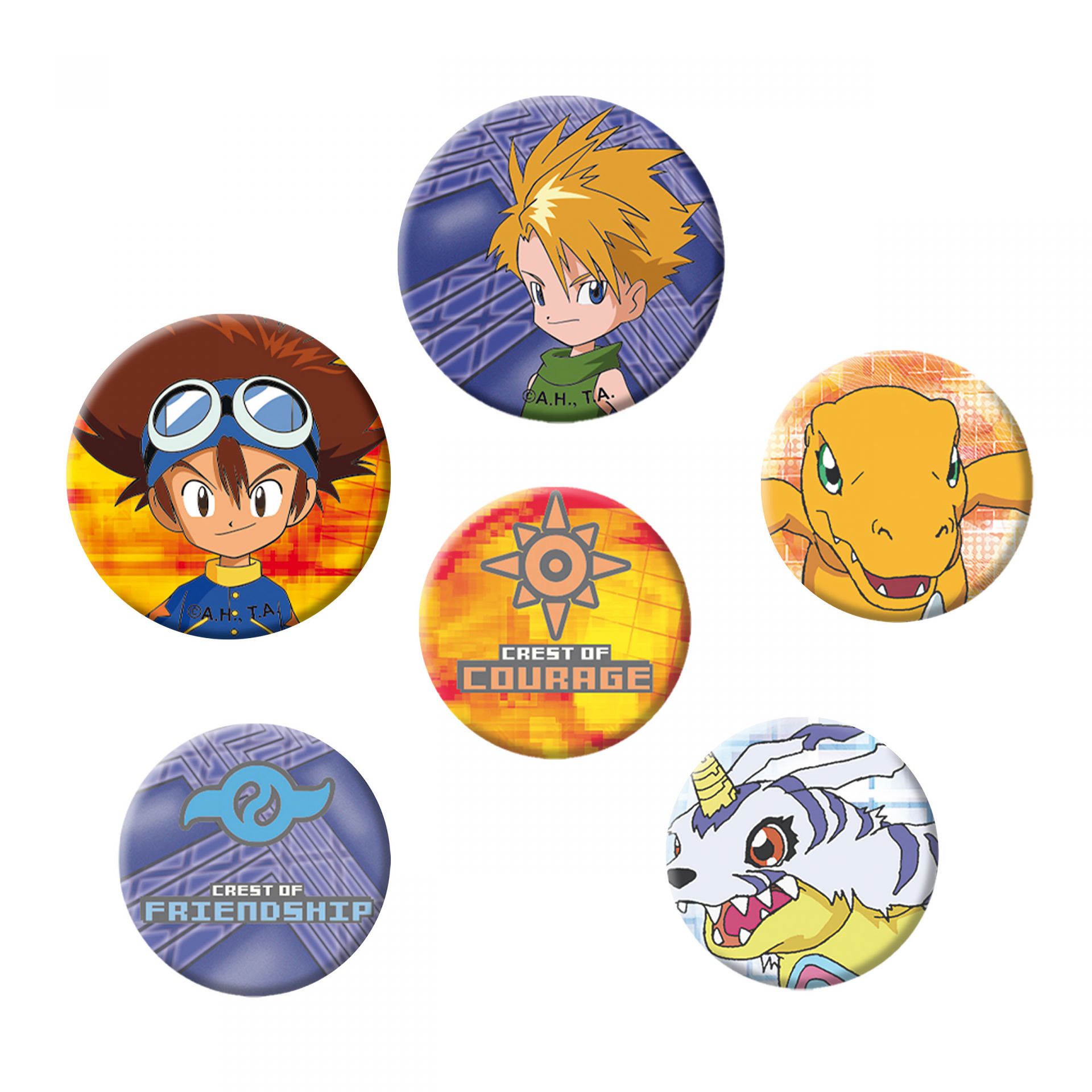 Digimon - Tai & Matt Button 6-piece Set | Elbenwald